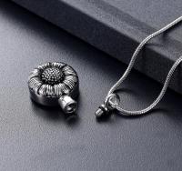 China Stainless Steel Sunflower Urn Necklace For Human Pet Ashes Cremation Pendant for sale