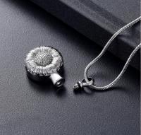 China Stainless Steel Sunflower Urn Necklace For Human Pet Ashes Cremation Pendant for sale