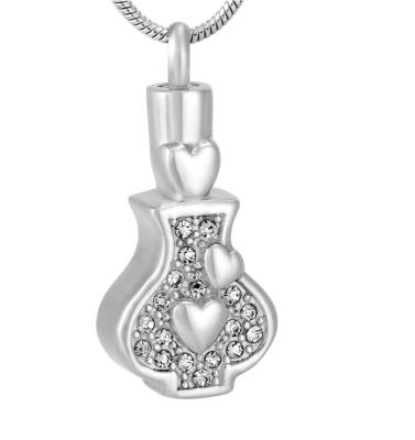 China Stainless Steel Mini Heart Necklace Crystal Vase Pendant for Cremation Ashes Keepsake for sale