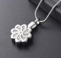 China Crystal Flower Cremation Urn Pendant Necklace Keepsake Jewelry for Cremation Ashes Decoration for sale