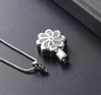 China Crystal Flower Cremation Urn Pendant Necklace Keepsake Jewelry for Cremation Ashes Decoration for sale