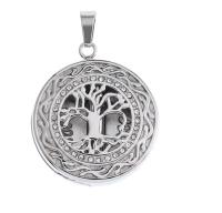 China Women's Life Tree Round Wing Cremation Ashes Necklace Ladies Nature Lucky Jewelry Pendant Link Charm for sale