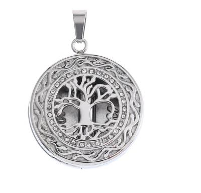 China Women's Life Tree Round Wing Cremation Ashes Necklace Ladies Nature Lucky Jewelry Pendant Link Charm for sale