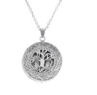 China Women's Life Tree Round Wing Cremation Ashes Necklace Ladies Nature Lucky Jewelry Pendant Link Charm for sale