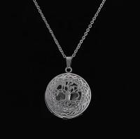 China Women's Life Tree Round Wing Cremation Ashes Necklace Ladies Nature Lucky Jewelry Pendant Link Charm for sale