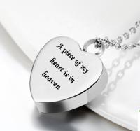 China Stainless Steel Cremation Necklace for Ashes A Piece of My Heart Forever in Heaven for sale