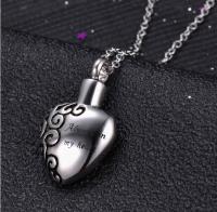 China Always in my Heart Cremation Necklace for Ashes Memorial Jewelry Heart Urn Pendant for sale