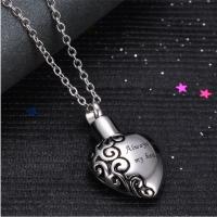 China Always in my Heart Cremation Necklace for Ashes Memorial Jewelry Heart Urn Pendant for sale