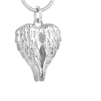 China Stainless Steel Double Angel Wing Feather Cremation Pendant for Memorial Ashes Holder for sale
