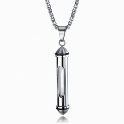 China Decoration Stainless Steel Cremation Jewelry Cylinder Ashes Pendant Urn Necklace for sale