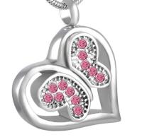 China Stainless Steel Butterfly Heart Cremation Ashes Urn Necklace for Women-Shape/Pattern for sale