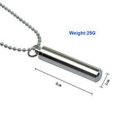 China 18K Gold Plated Stainless Steel Cylinder Tube Ash Urn Pendant Necklace for Decoration for sale