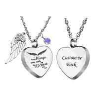China Stainless Steel Heart Urn Necklace 18K Gold Plated Cremation Jewelry with 12 Birthstones for sale