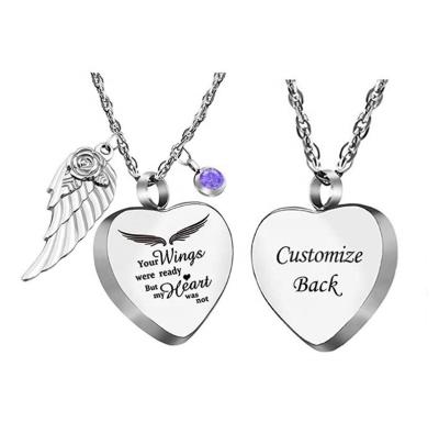 China Stainless Steel Heart Urn Necklace 18K Gold Plated Cremation Jewelry with 12 Birthstones for sale