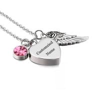 China Stainless Steel Heart Urn Necklace 18K Gold Plated Cremation Jewelry with 12 Birthstones for sale