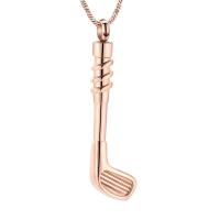China Golf Stick Stainless Steel Cremation Keepsake Pendant for Ashes Urn Human Memorial Necklace Jewelry for sale
