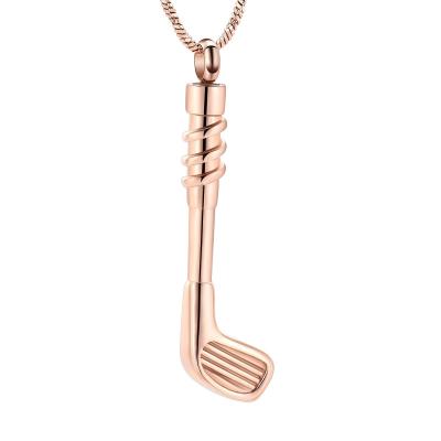 China Golf Stick Stainless Steel Cremation Keepsake Pendant for Ashes Urn Human Memorial Necklace Jewelry for sale