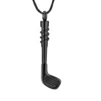 China Golf Stick Stainless Steel Cremation Keepsake Pendant for Ashes Urn Human Memorial Necklace Jewelry for sale