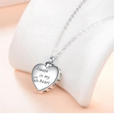 China 925 Sterling Silver Heart Paw Cremation Pendant Classic Style and CNC Inlay Technology for sale