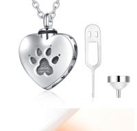 China 925 Sterling Silver Heart Paw Cremation Pendant Classic Style and CNC Inlay Technology for sale