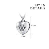China 925 Sterling Silver Heart Paw Cremation Pendant Classic Style and CNC Inlay Technology for sale