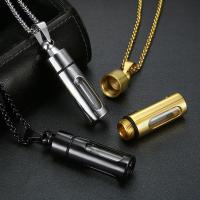 China Silver Plated Open Perfume Bottle Cylinder Pendant Necklace for Men Women Ashes Casket for sale