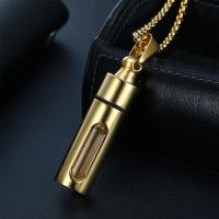 China Silver Plated Open Perfume Bottle Cylinder Pendant Necklace for Men Women Ashes Casket for sale