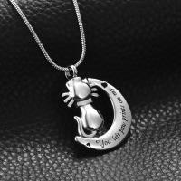 China Stainless Steel Dog/Cat Cremation Urn Necklace You Left Paw Print On My Heart Pendant for sale