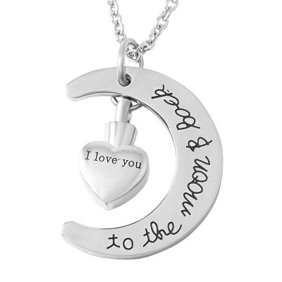 China Charm Pendants for Men I Love You to the Moon and Back Urn Cremation Pendant Necklace for sale