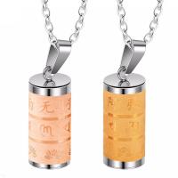 China Modern Memorial Stainless Steel Fashion Buddhism Cylinder Necklace Pendant for Mens Womens Ash Keepsake Cremation Jewelry for sale