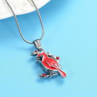 China Cardinal Bird Cremation Necklace For Ashes Stainless Steel Keepsake Memorial Urn Jewelry Women Men for sale