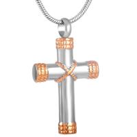 China Women's Gold Personalized Cross Pendant Necklace For Ashes Urn Cremation Jewelry for sale