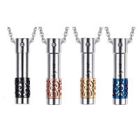 China Rose Gold Plated Love Cylinder Pendant Stainless Steel Cremation Memorial Necklace for sale