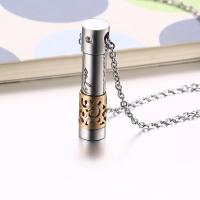 China Rose Gold Plated Love Cylinder Pendant Stainless Steel Cremation Memorial Necklace for sale