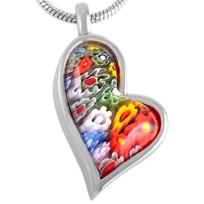 China Murano Glass Flower Heart Pendant Urn Necklace Memorial Keepsake Cremation Ashes Jewelry for sale