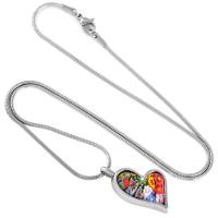 China Murano Glass Flower Heart Pendant Urn Necklace Memorial Keepsake Cremation Ashes Jewelry for sale