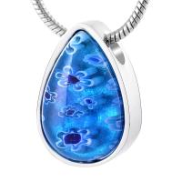 China Water Drop Memorial Jewelry Funeral Keepsake Urn Ashes Stainless Steel Inlay Necklace for sale