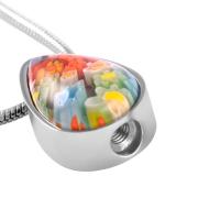 China Water Drop Memorial Jewelry Funeral Keepsake Urn Ashes Stainless Steel Inlay Necklace for sale