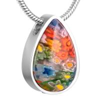 China Water Drop Memorial Jewelry Funeral Keepsake Urn Ashes Stainless Steel Inlay Necklace for sale