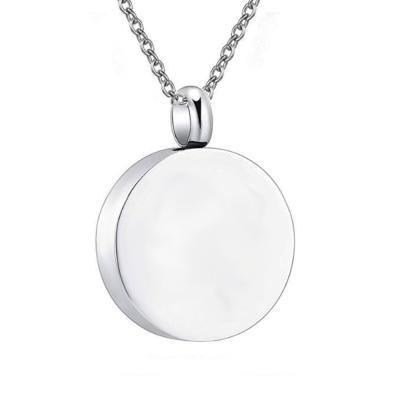 China Stainless Steel Cremation Round Urn Necklace for Women Men Pet Ashes Keepsake Pendant for sale