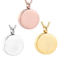 China Stainless Steel Cremation Round Urn Necklace for Women Men Pet Ashes Keepsake Pendant for sale