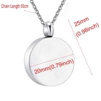 China Stainless Steel Cremation Round Urn Necklace for Women Men Pet Ashes Keepsake Pendant for sale