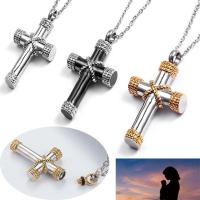 China Stainless Steel Funeral Cremation Cross Pendant Urn Necklace Memorial Keepsake Jewelry for sale