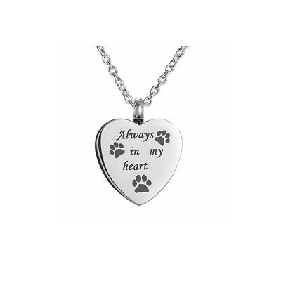 China Always in My Heart Footprint Stainless Steel Heart Pendant for Women's Remembrance for sale