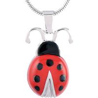 China Stainless Steel Beauty Ladybird Memorial Necklace Entomologist Keepsake Cremation Urn Pendant for sale
