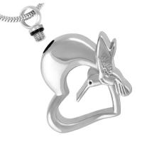 China Men's Hummingbird and Heart Cremation Urn Pendant Necklace with Mould Making Service for sale