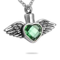 China Stainless Steel Green Birthstone Heart Cremation Urn Pendant for Provide Mould Making for sale