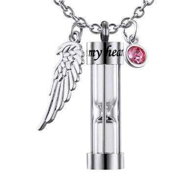 China Stainless Steel Electroplated Titanium Steel Ashes Pendant Cylindrical Glass Pendant for sale