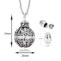 China Men's Round Hollow Urn Pendant Necklace Cremation Jewelry for Ashes Keepsake Dream Catcher Ash Holder Necklace Charm Memorial Jewelry for sale