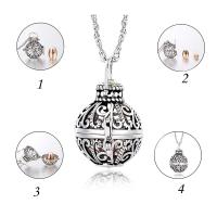 China Men's Round Hollow Urn Pendant Necklace Cremation Jewelry for Ashes Keepsake Dream Catcher Ash Holder Necklace Charm Memorial Jewelry for sale